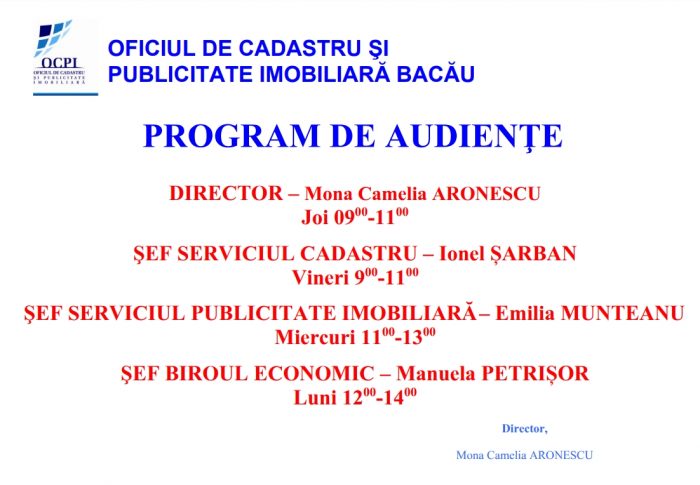 Audiente – OCPI Bacău